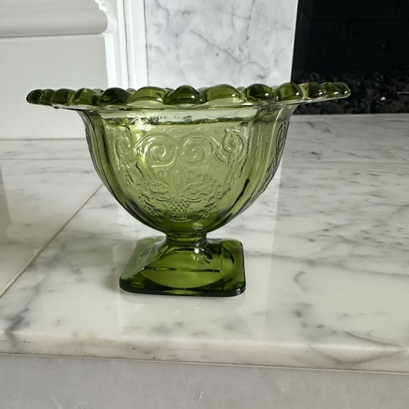 Indiana Glass | Accents | Vintage Green Depression Glass Pedestal Dish ...